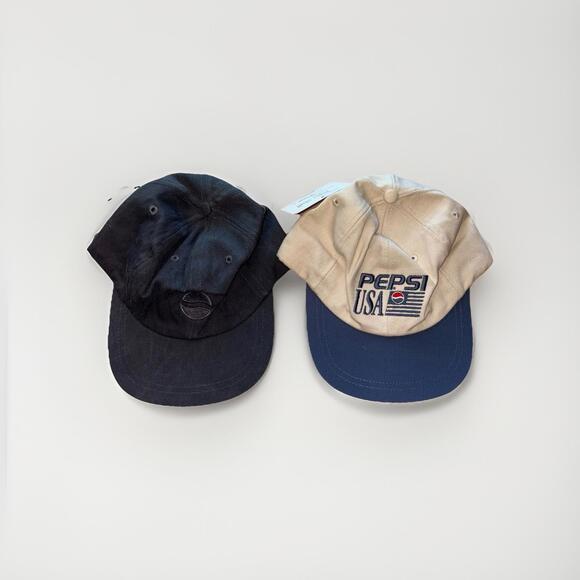 Pepsi | Accessories | Vintage Pepsi Hat Lot Black Logo Cap And Beige ...